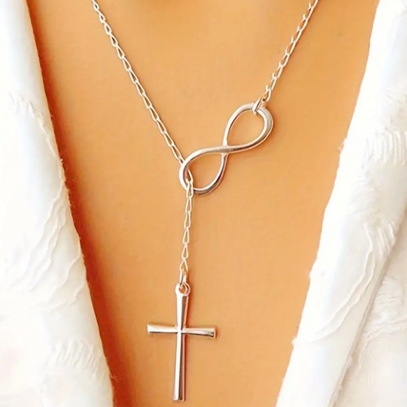 Jewelry | 3 For 25 Infinity Cross Y Lariat Pendant Silver Necklace ...